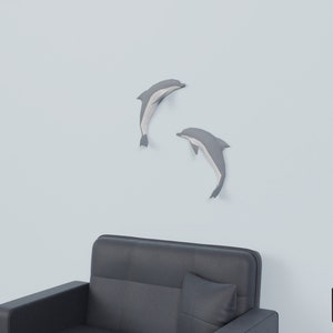 Papercraft Dolphin PDF Template 2 Dolphin Digital Files for - Etsy