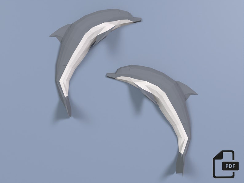 Papercraft Dolphin PDF Template 2 Dolphin Digital Files for - Etsy