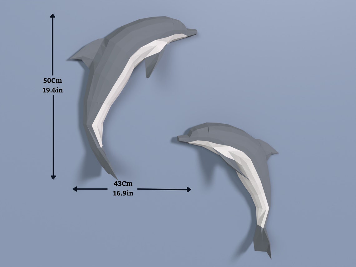 Papercraft Dolphin PDF Template 2 Dolphin Digital Files for - Etsy
