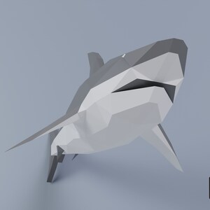 DIY 3D Shark Papercraft Wall Art, Printable Origami Animal Sculpture ...