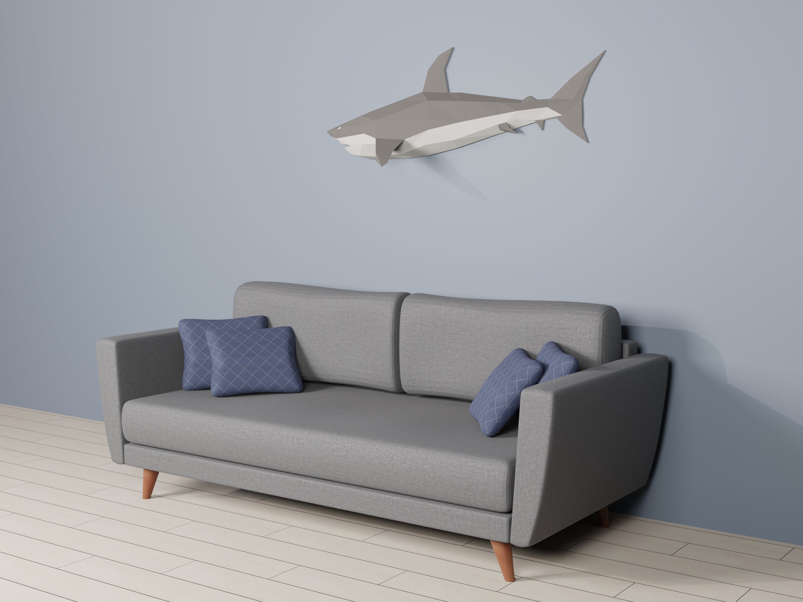 DIY 3D Papercraft Shark Decor Facing Left, Printable Origami Animal ...