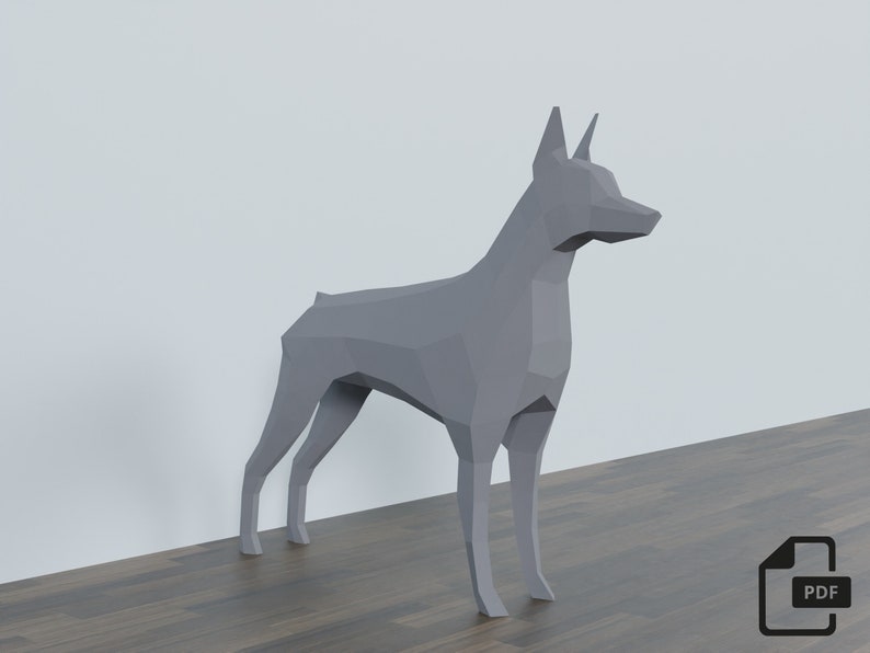 Doberman Papercraft Template - Printable PDF Puzzle for DIY Home Decor ...