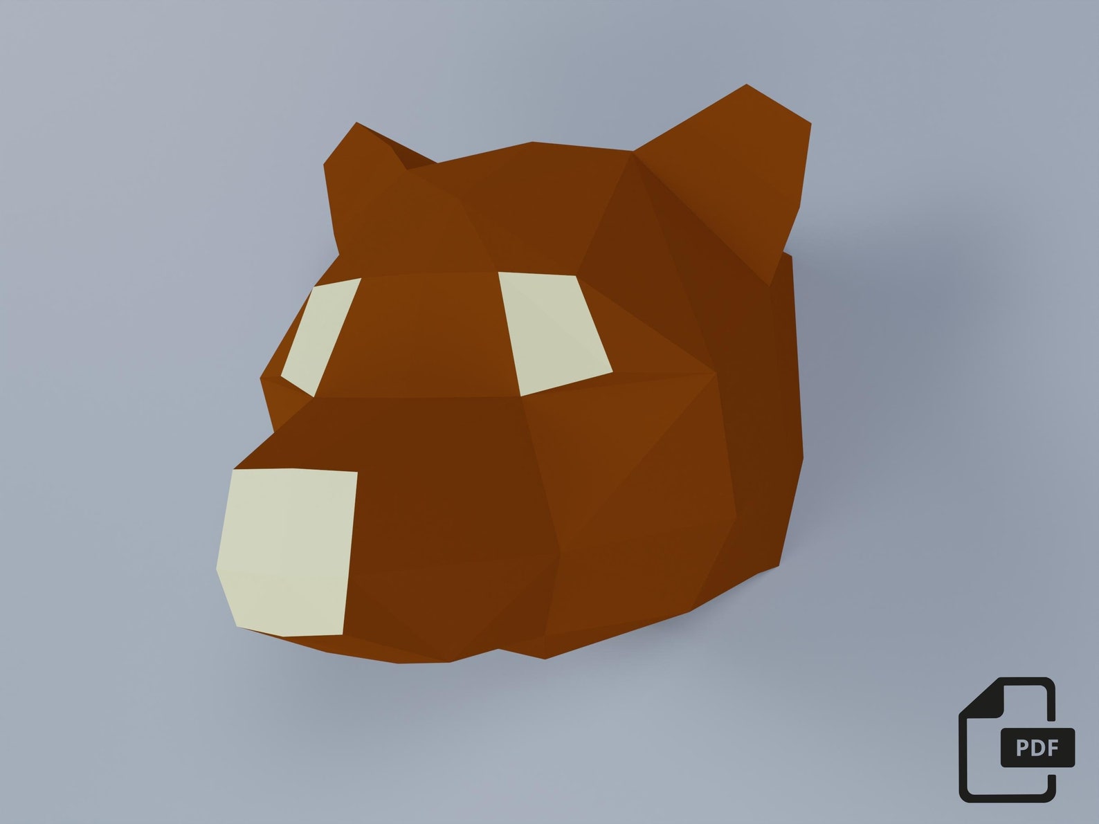 DIY 3D Papercraft Bear Head, Printable Origami Animal Sculpture PDF ...