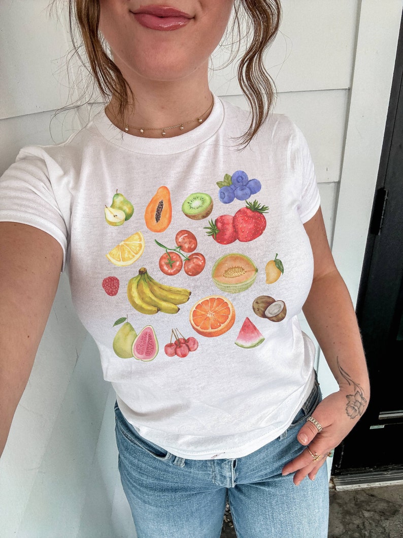 Vintage Fruit Collage Top, Y2k Baby Tee, Girlhood Scrapbook Aesthetic ...