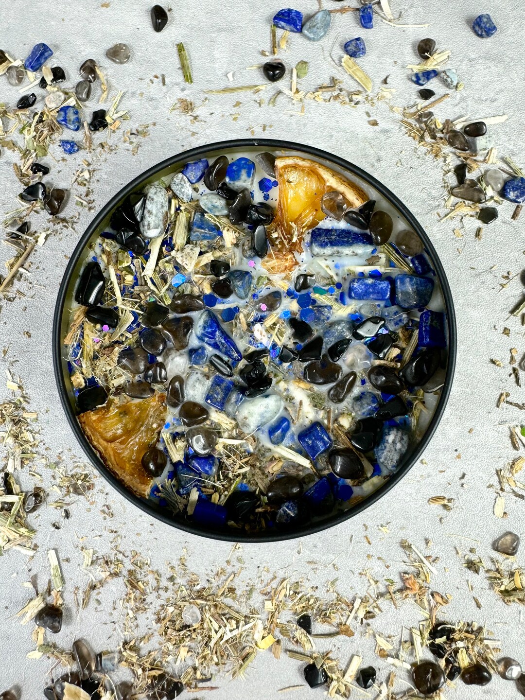 Evil Eye Cleanser Soy Candle, Lapis Lazuli, Obsidian, Dragon's Blood ...
