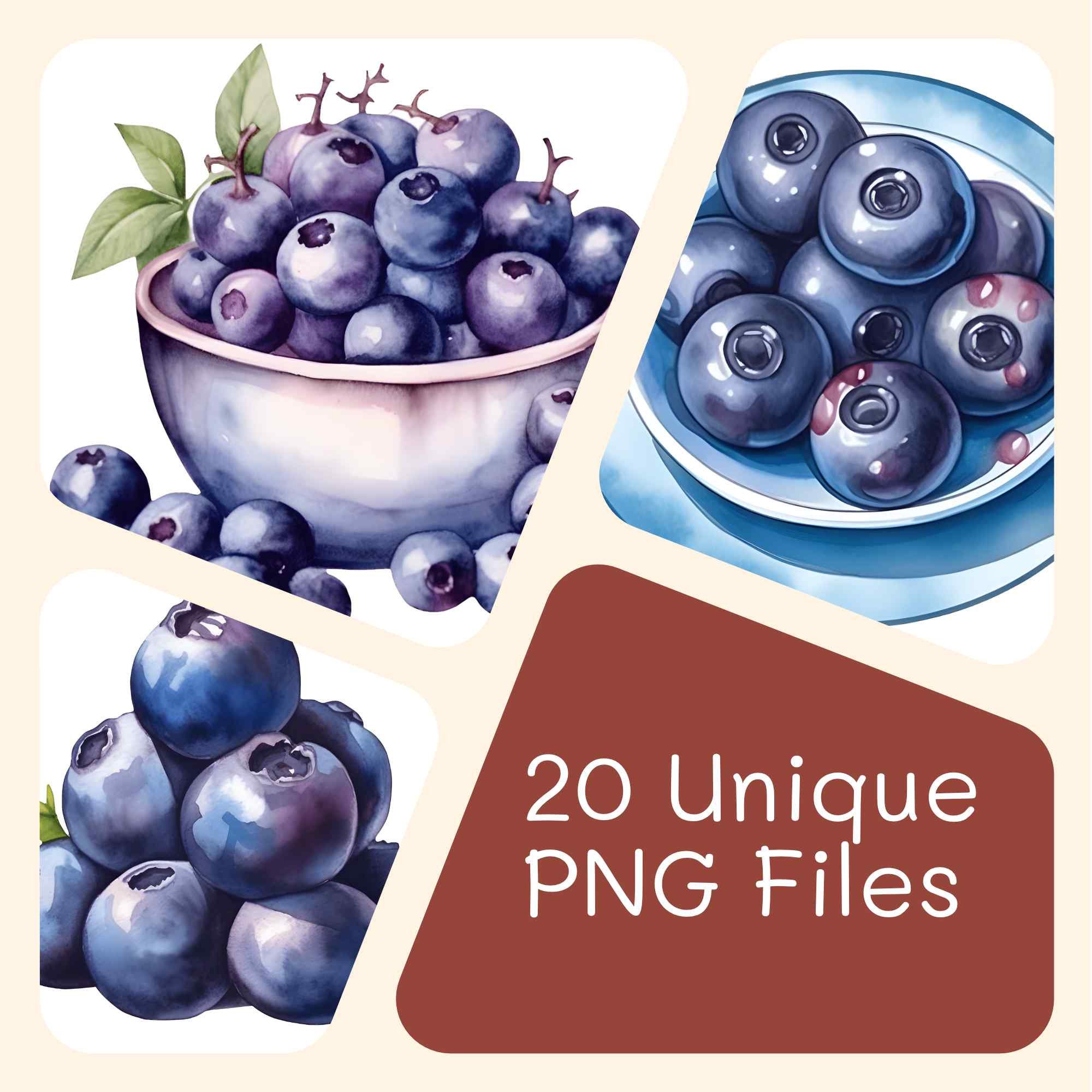 Watercolor Blueberry Clipart Bundle 20 PNG Files Commercial - Etsy