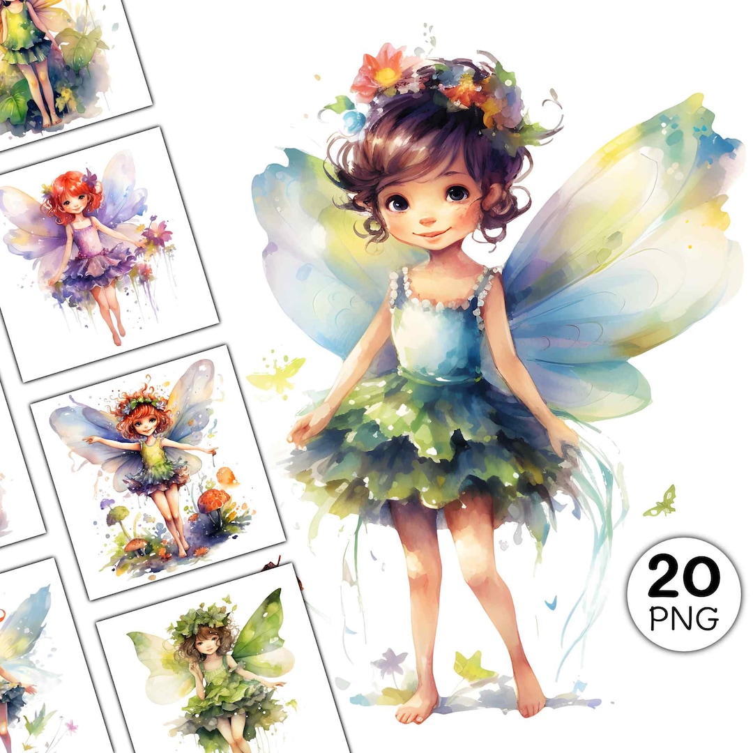 20 PNG Watercolor Garden Fairy Clipart, Fairy PNG Bundle, Fairy Tale ...