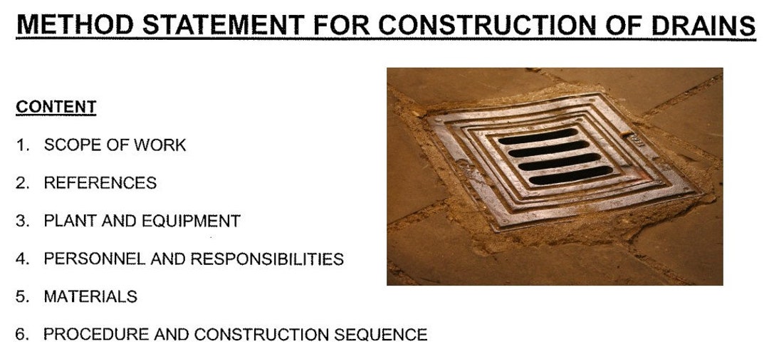 Method Statement of Construction of Drains - Etsy