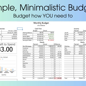 Simple, Minimalistic Budget Spreadsheet - Etsy