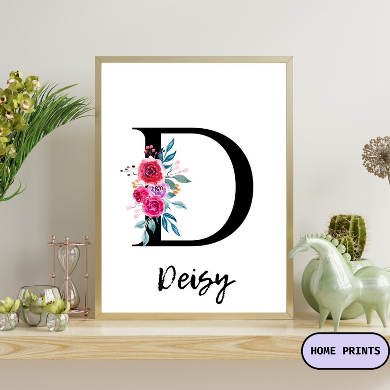 Custom Flower Initial Print Alphabet Name Digital Print for - Etsy