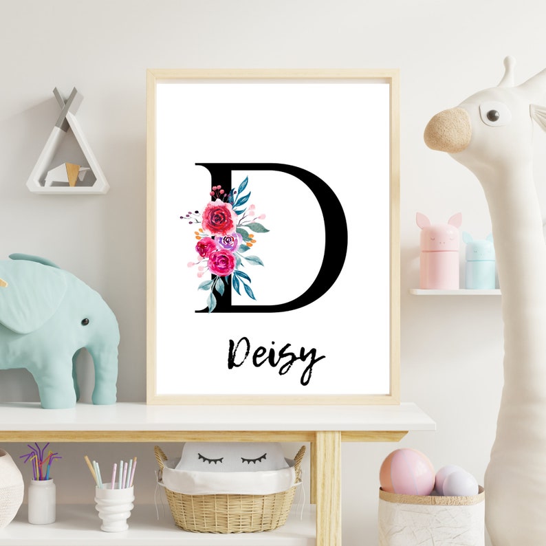 Custom Flower Initial Print Alphabet Name Digital Print for - Etsy