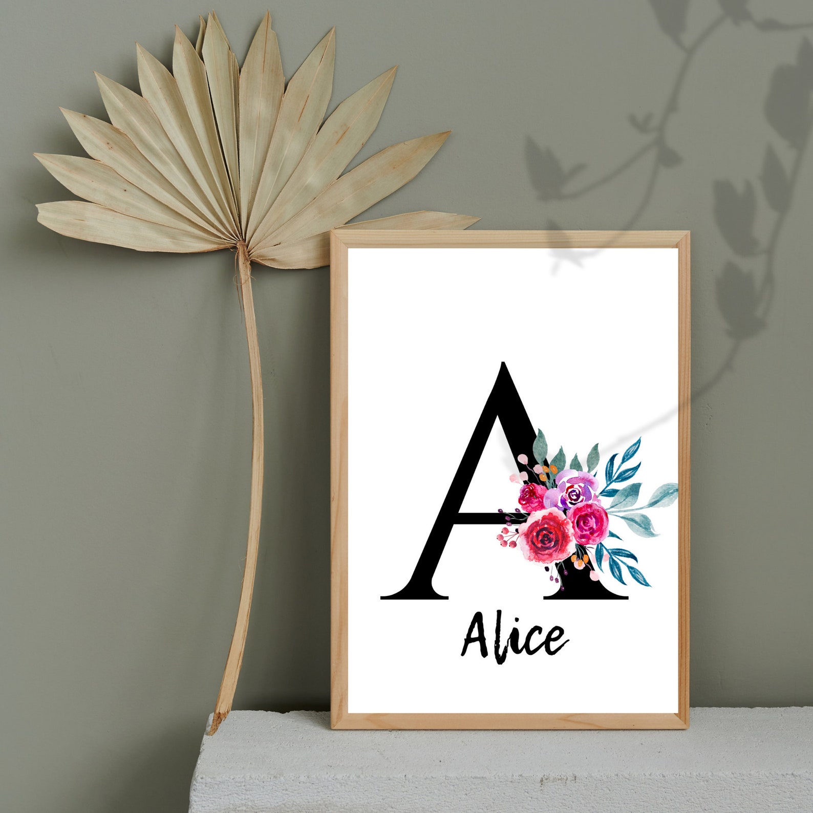 Custom Flower Initial Print Alphabet Name Digital Print for - Etsy