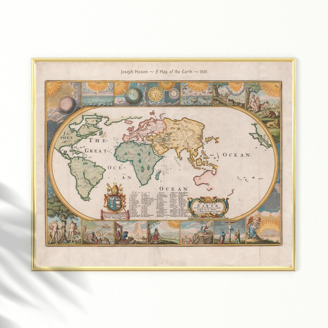 Old World Map Wall Art Historical Vintage Cartography Rare Antique ...