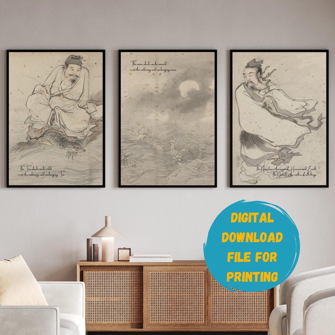 Lao Tzu Tao Wall Art Taoism Quote Set of 3 Daoism Poster Taoist ...