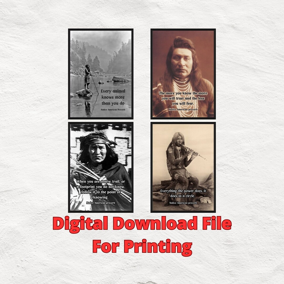 Native American Proverbs Set of 4 Printable Wall Art Indigenous Ethnic ...