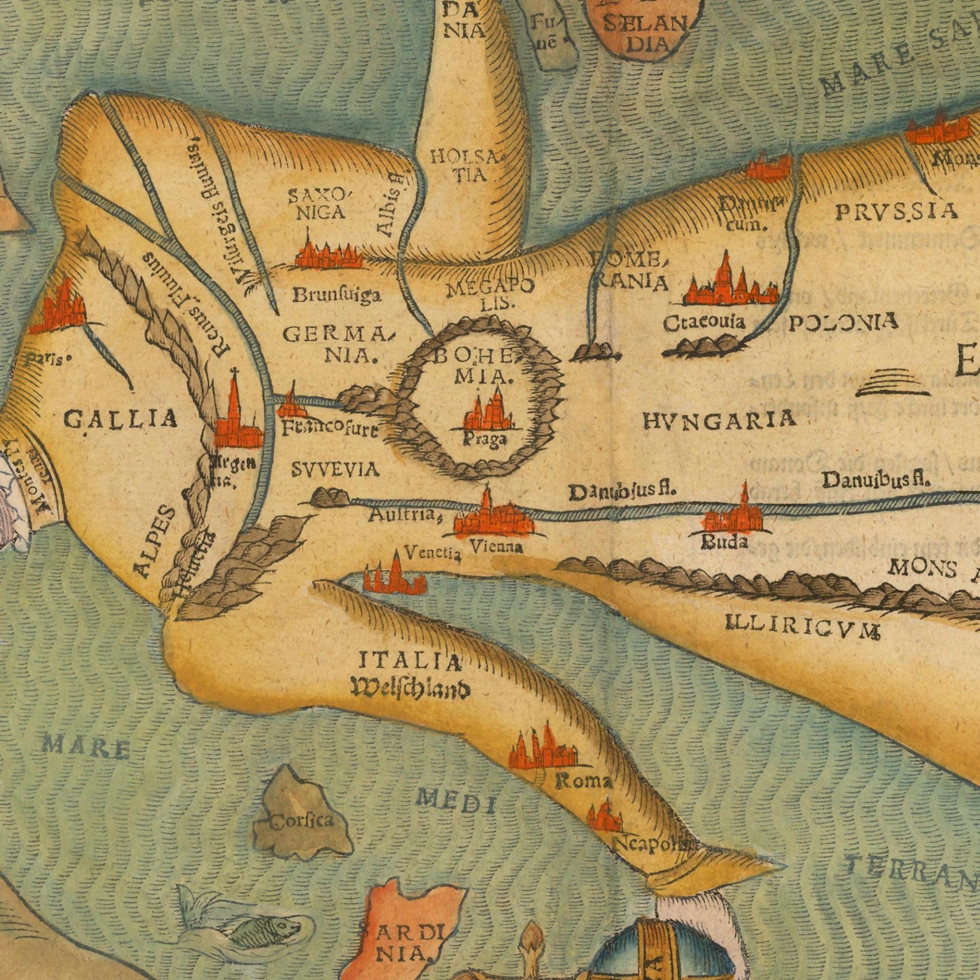 Anthropomorfic Map of Europe 1580 Wall Art Vintage Antique Historical ...