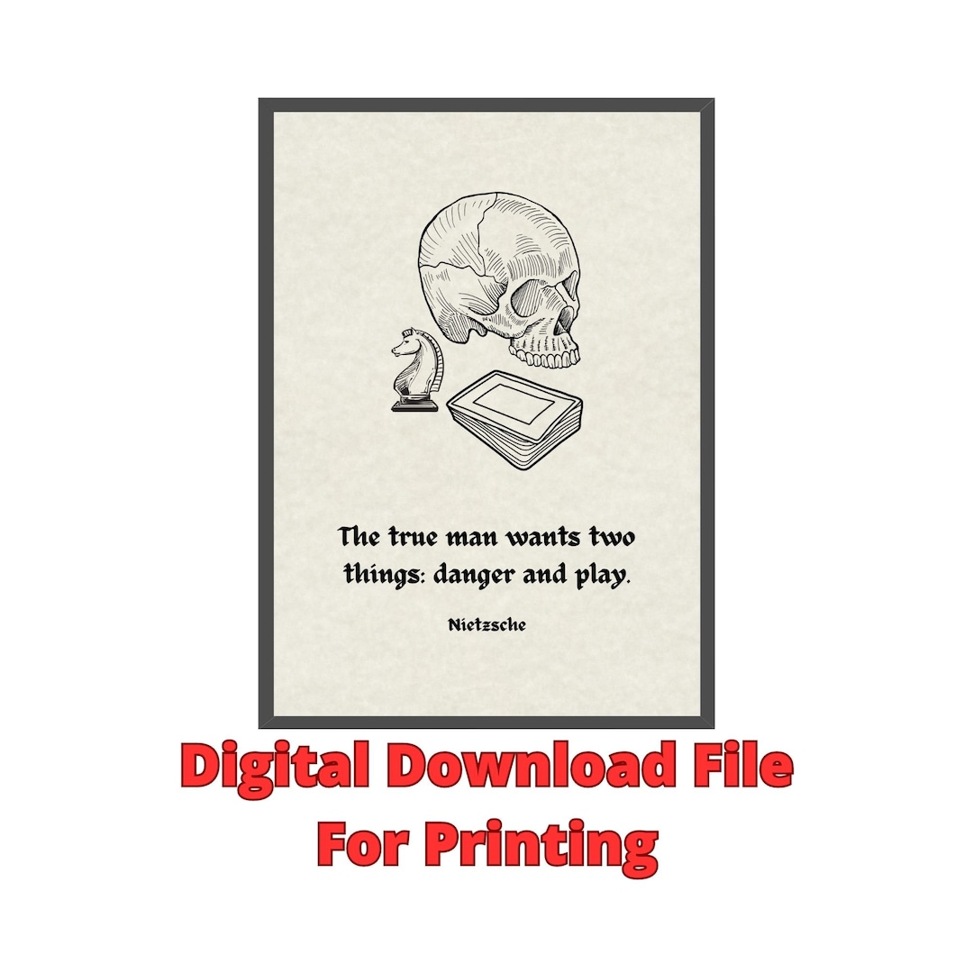 Nietzsche Man Quote Printable Wall Art Manly Philosophy Poster ...