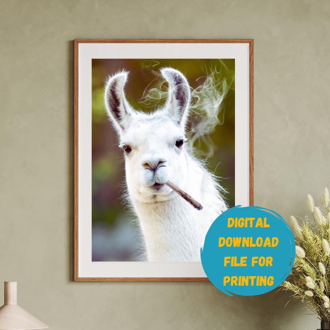 Stoner Llama Cannabis Smoking Decor Medicinal Marihuana Ganja Printable ...