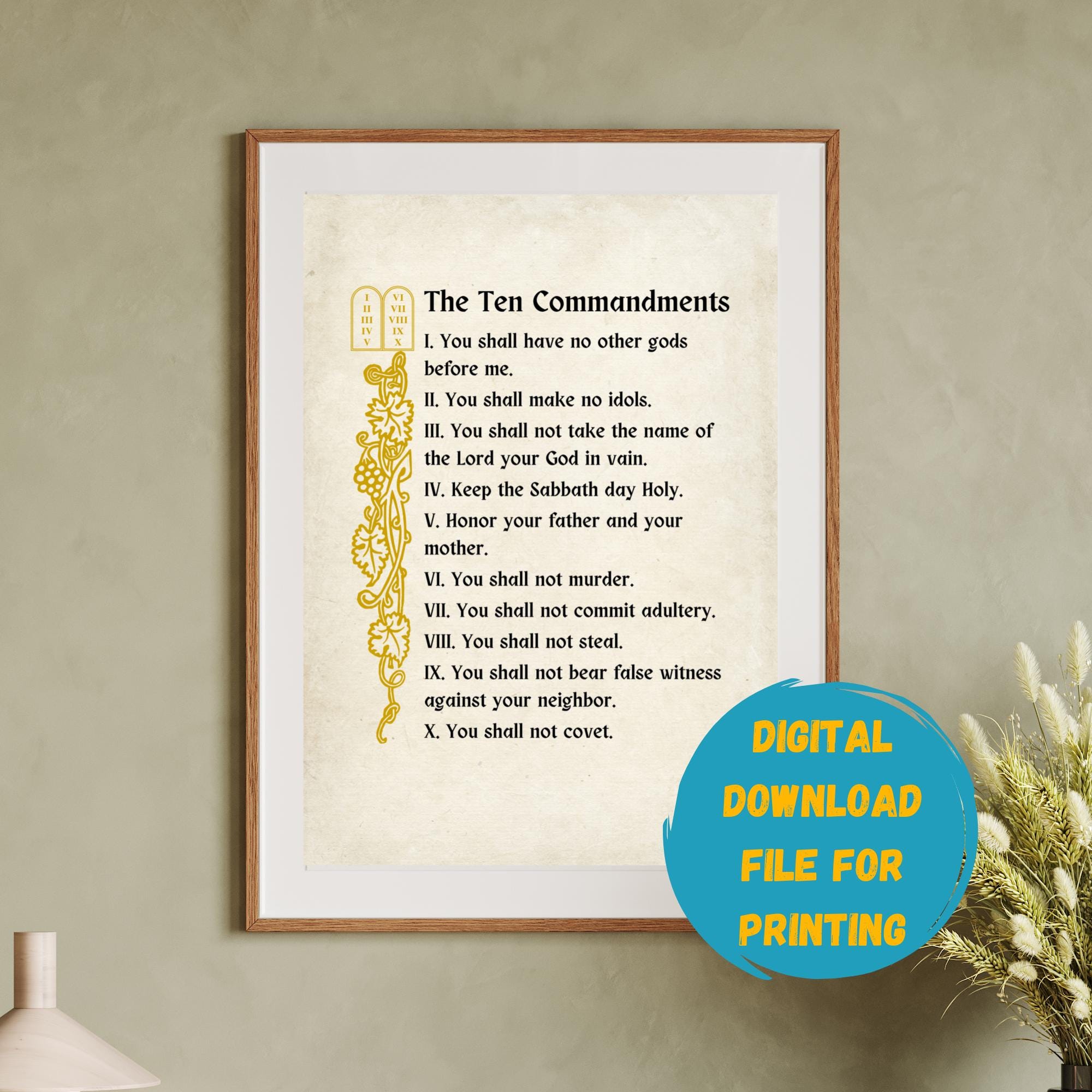 The 10 Commandments Printable Wall Art Christian Religious Verse ...