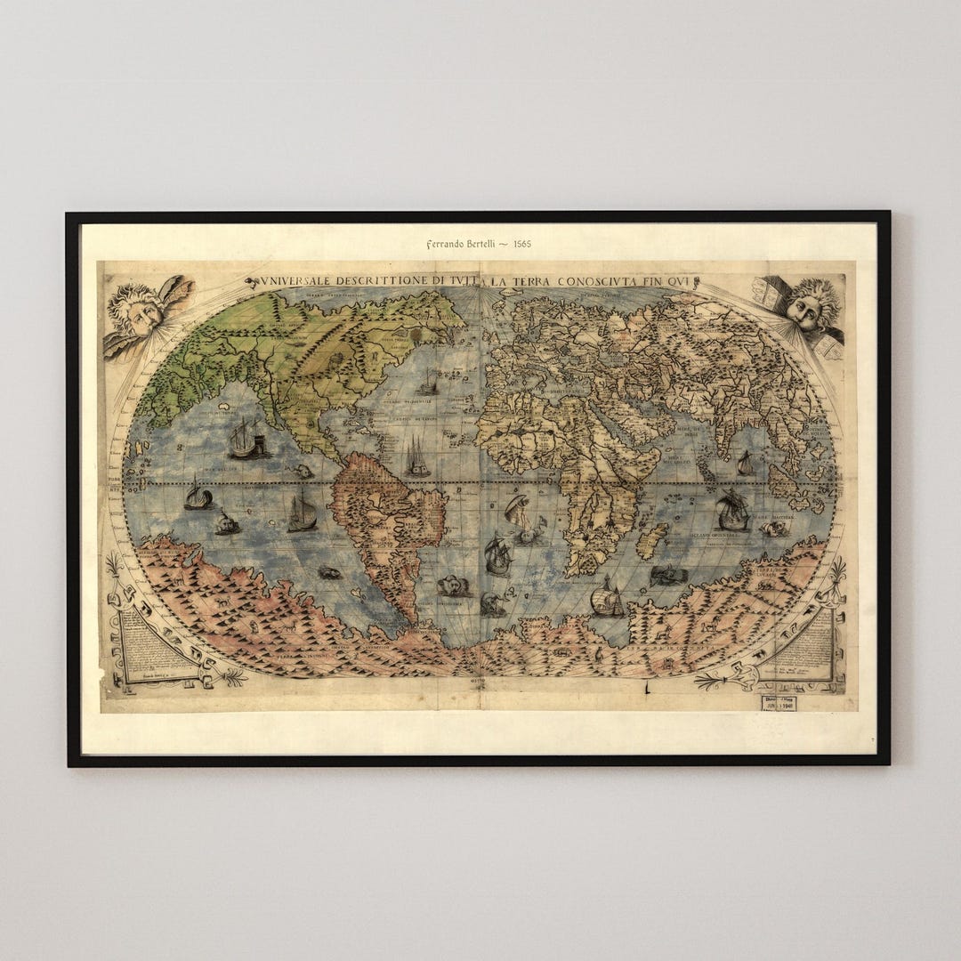 Historical World Map Wall Art Old Vintage Cartography Rare Antique ...
