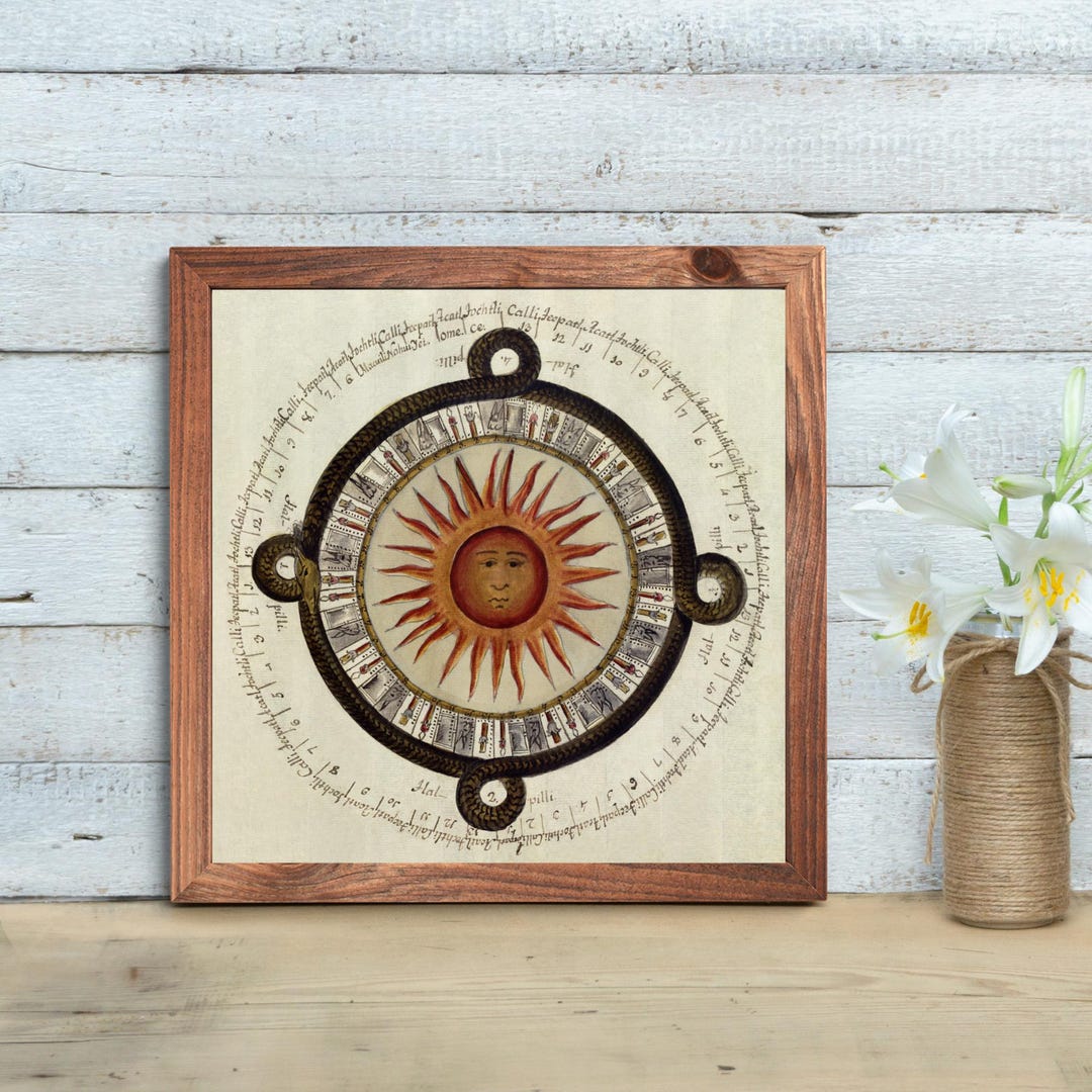 Aztec Sun Calendar 1792 Wall Art Ancient Mexican Civilization History ...