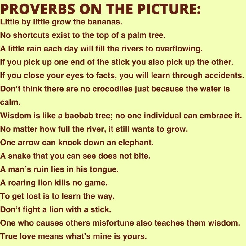 African Proverbs Printable Wall Art Ethnic Quotes Poster Wisdom of ...