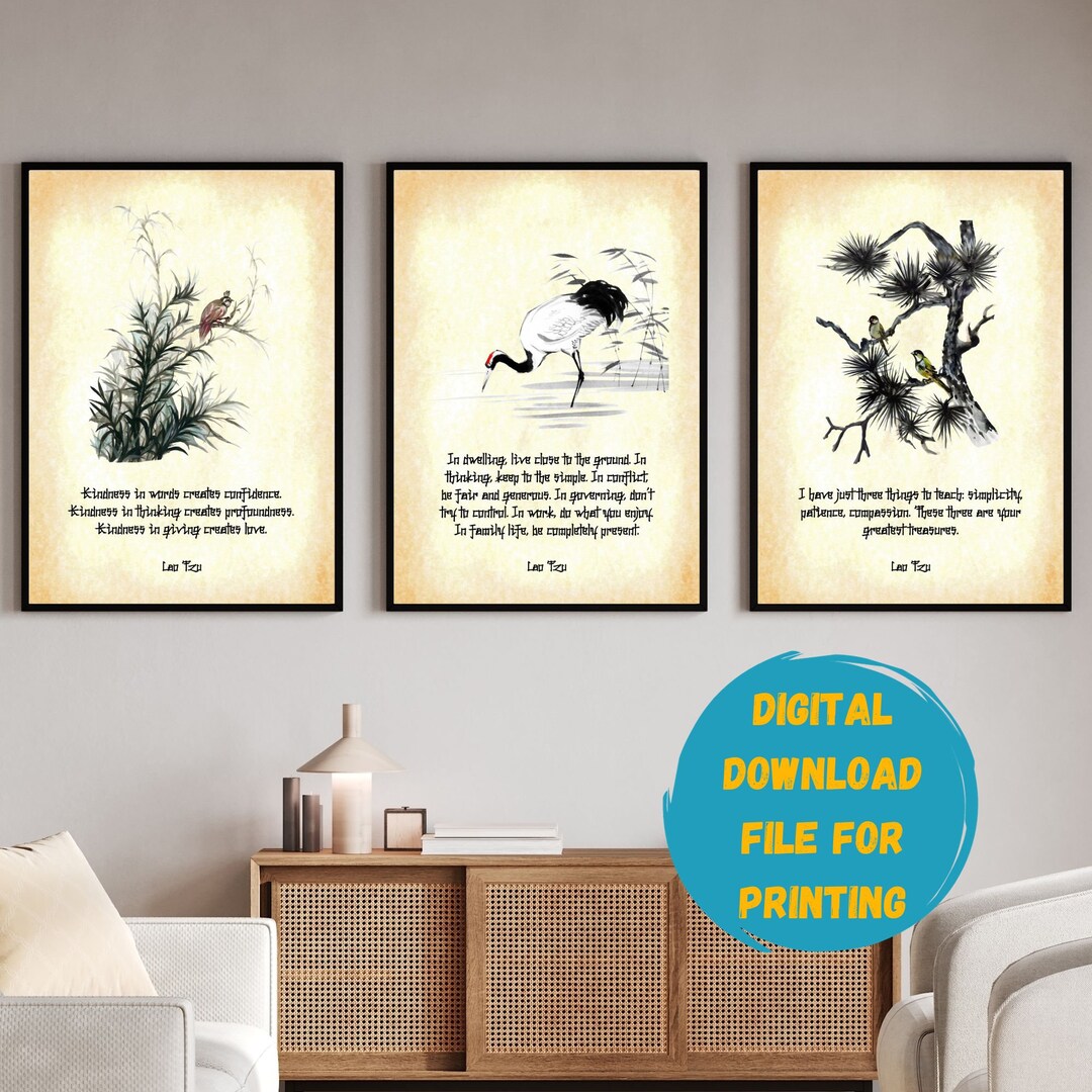 Lao Tzu Quote Set of 3 Printable Wall Art Daoism Spiritual Poster ...