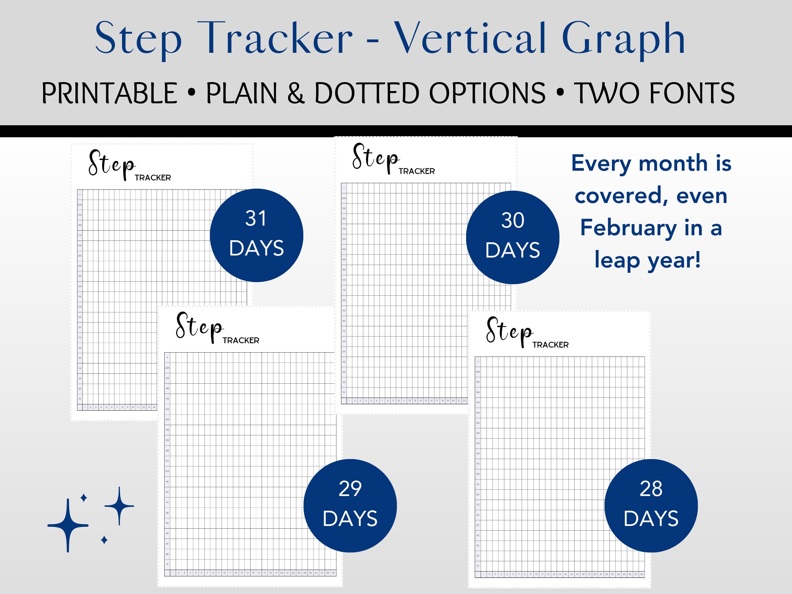 Steps Tracker | Printable Steps Tracker | Digital Steps Tracker ...