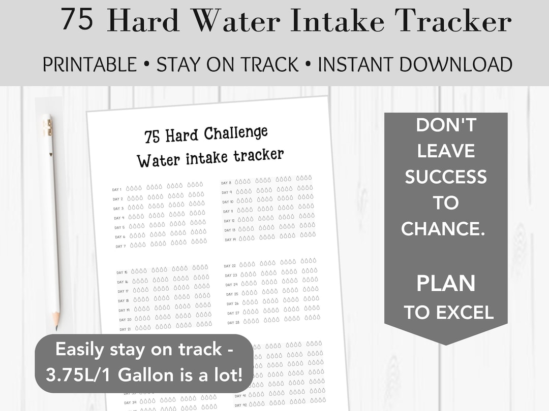 75 Hard Challenge Water Intake Tracker Water Intake Tracker 75 Hard ...