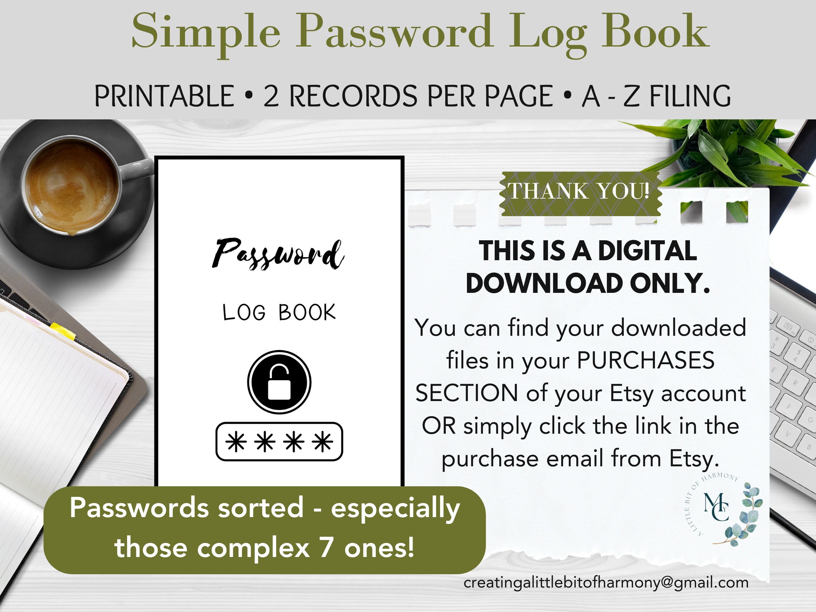 Printable Password Log Book Password List Easy Password Organisation ...