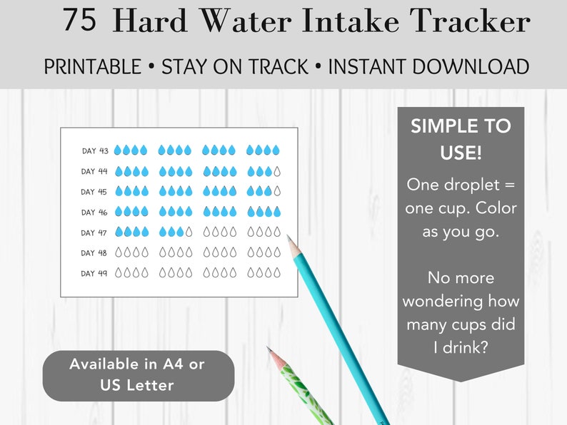 75 Hard Challenge Water Intake Tracker Water Intake Tracker - Etsy