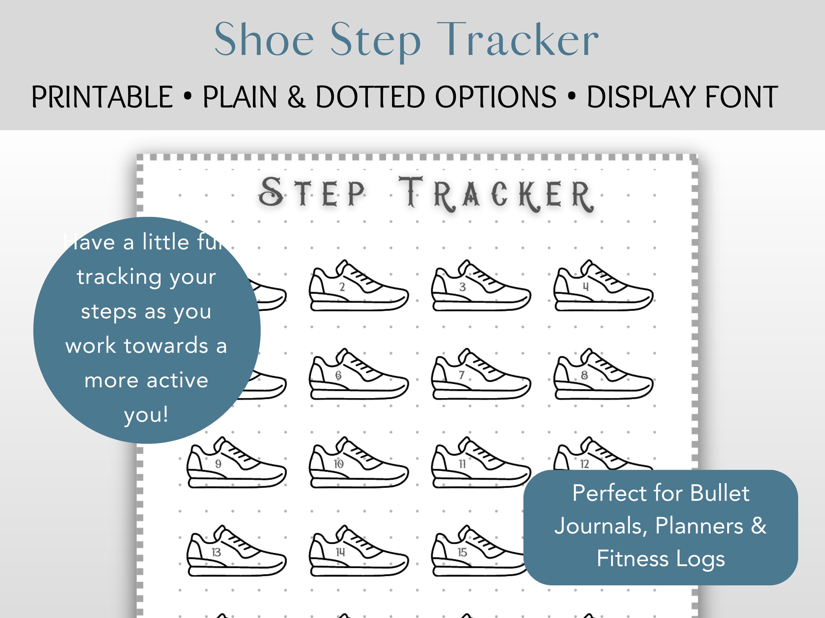 Steps Tracker | Printable Steps Tracker | Digital Steps Tracker ...