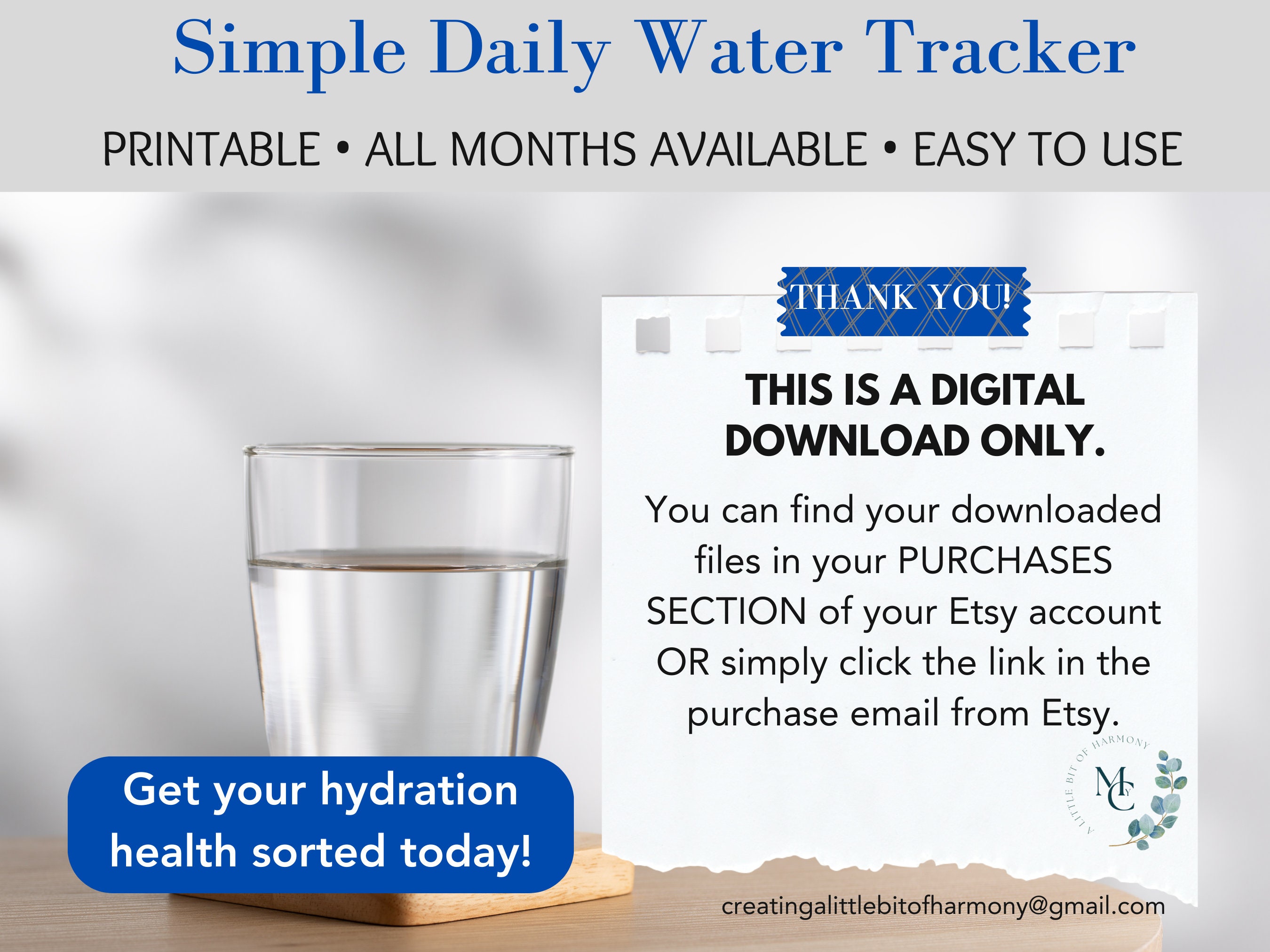 Simple Monthly Water Intake Tracker | Water Habit Tracker | Water ...