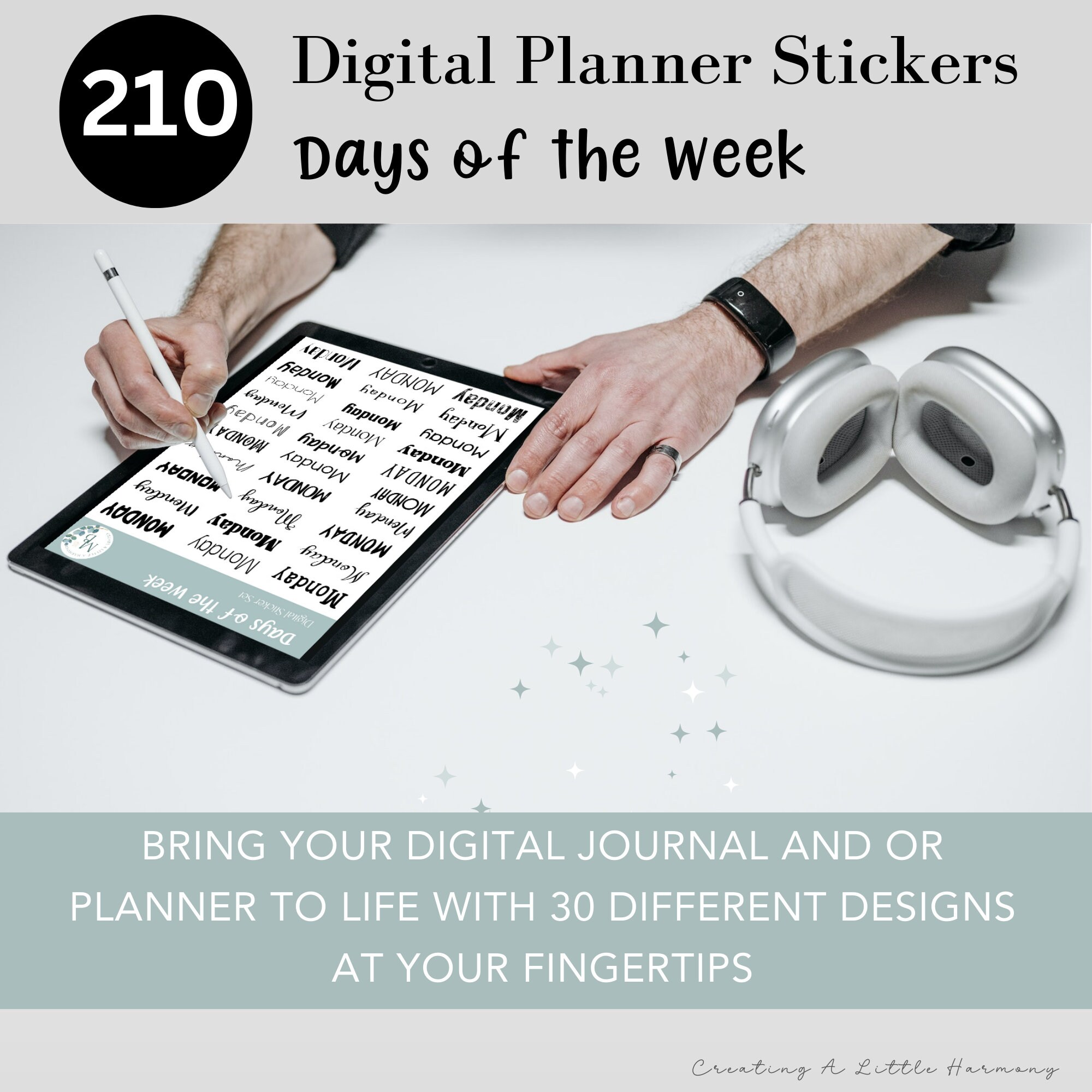 210 Days of the Week Digital Stickers | Digital Stickers for Planners ...