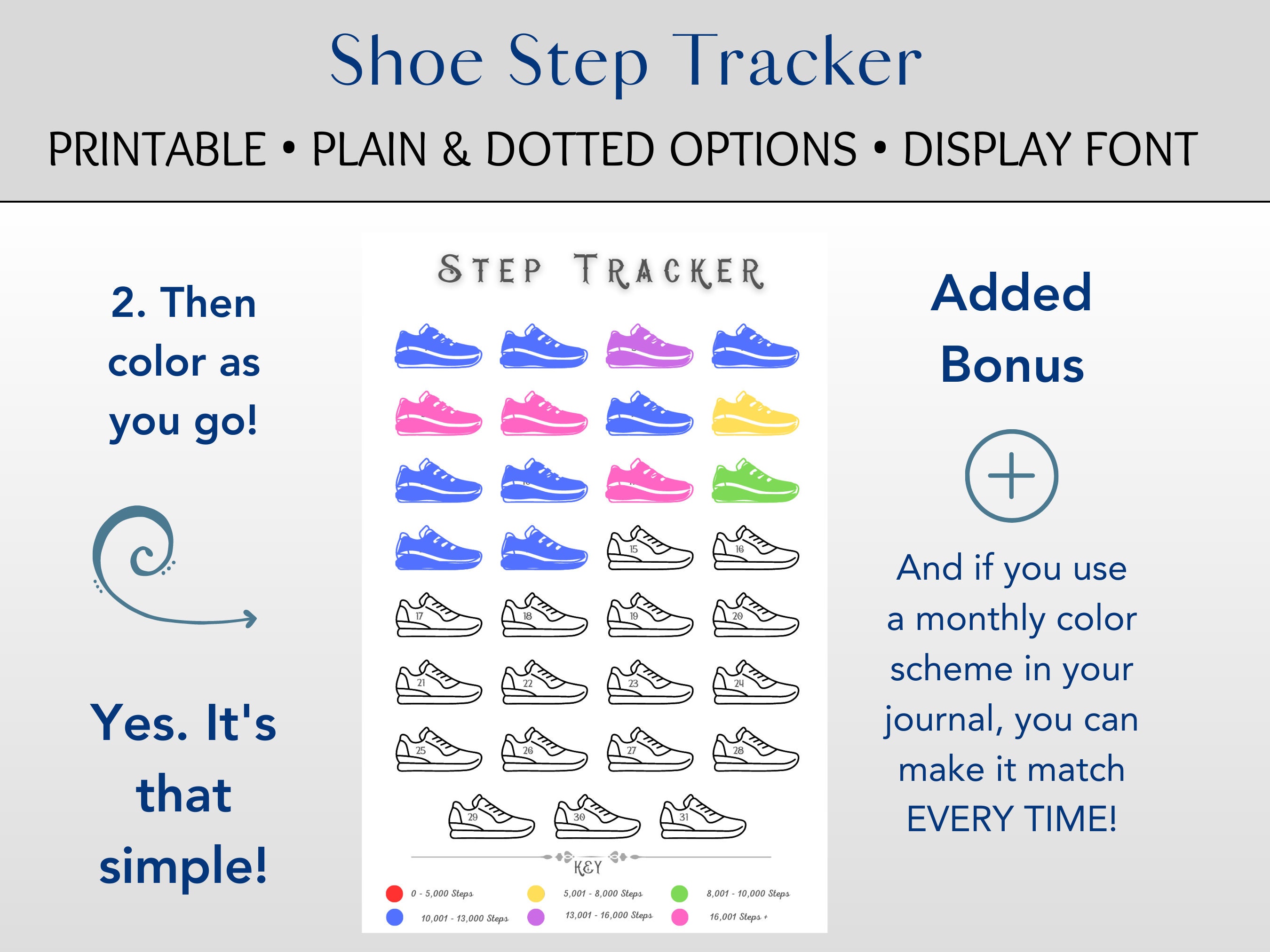 Steps Tracker | Printable Steps Tracker | Digital Steps Tracker ...