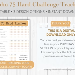 75 Hard Challenge Tracker Boho 75 Hard 75 Hard Challenge Checklist ...