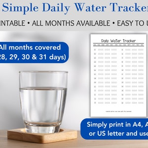 Simple Monthly Water Intake Tracker | Water Habit Tracker | Water ...