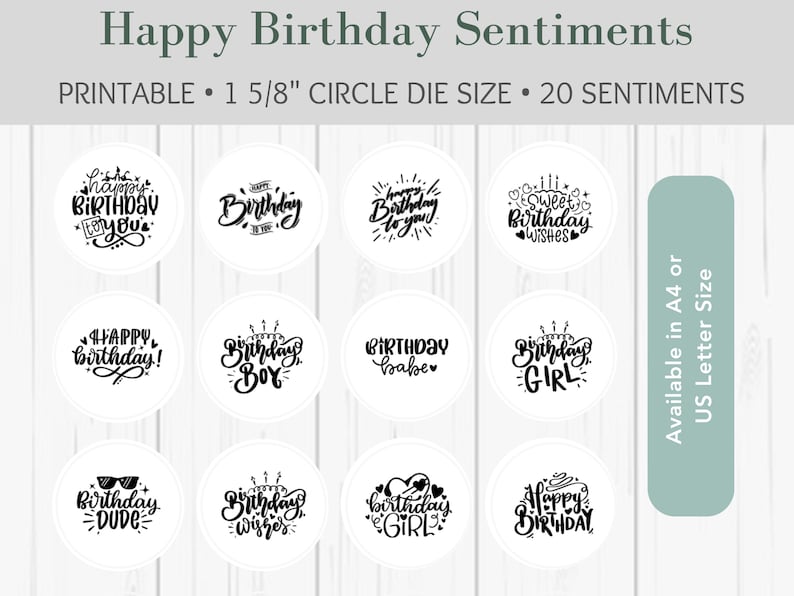 Printable Circle Birthday Sentiments | Happy Birthday Quotes | Card ...