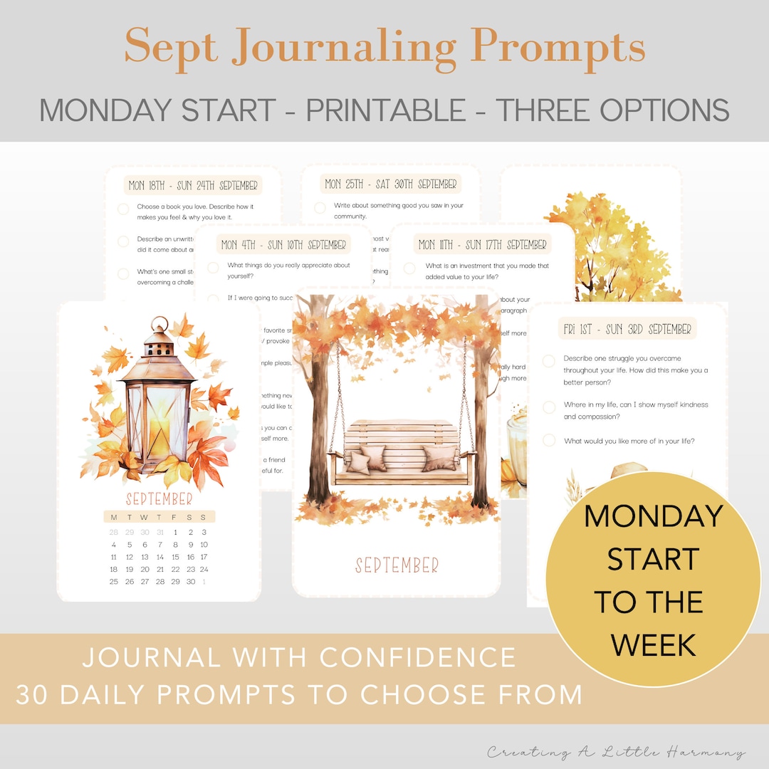 September Journaling Prompts, Daily Journal Prompts, Printable Journal ...