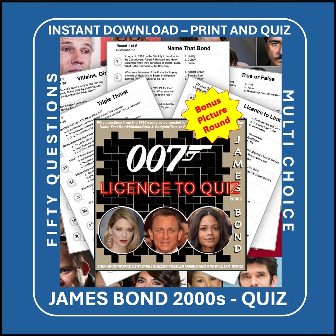 James Bond 2000s Movies Quiz – Printable Party Game (digital Download ...