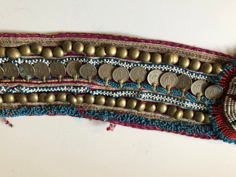 Tribal Afghan Kuchi Vintage Beaded Belt With Ribbons and Coins - Etsy