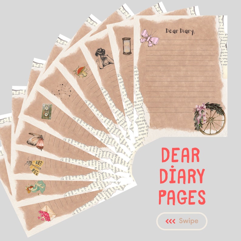 Digital Diary Vintage Diary Girls Diary Diary Book Kawaii - Etsy