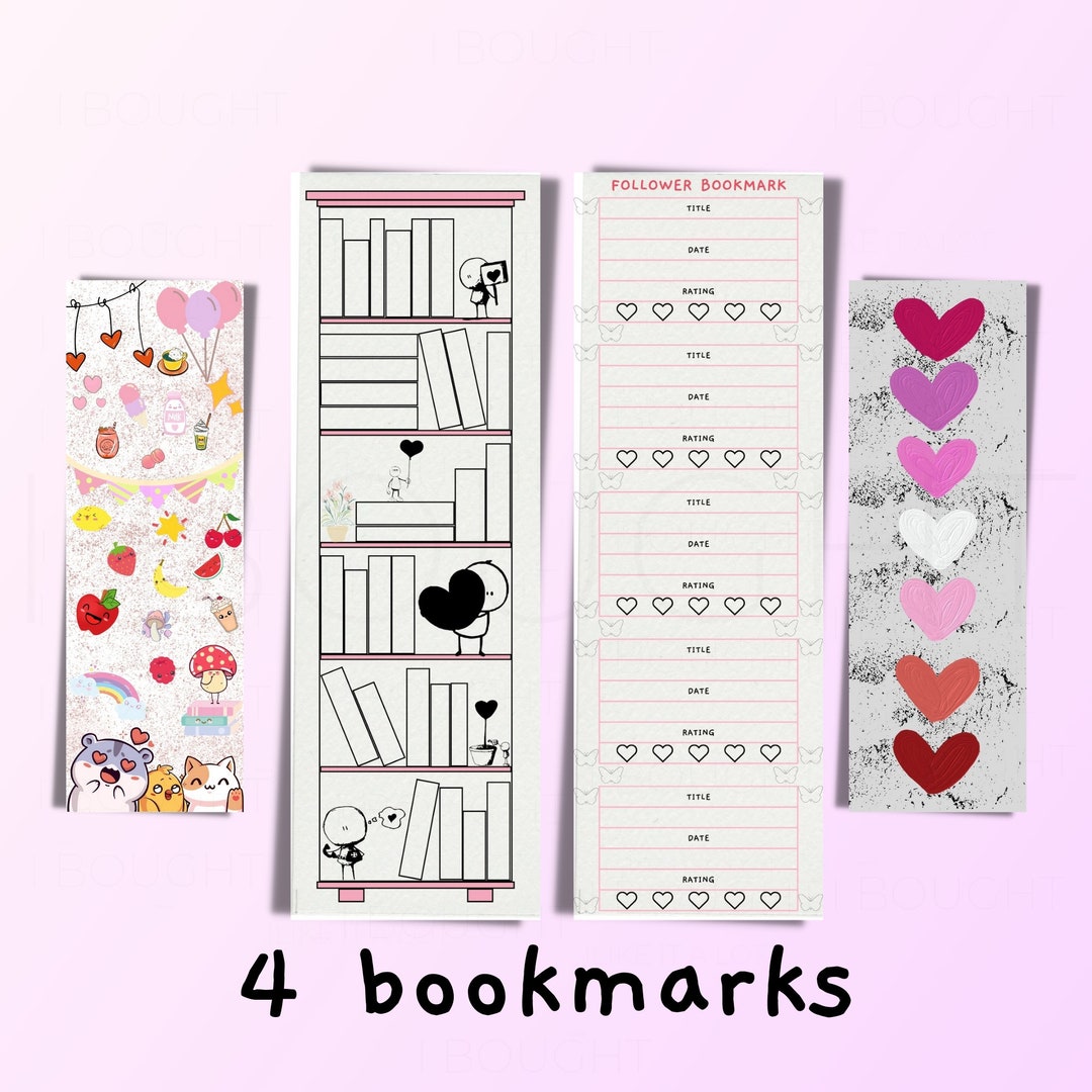 Tracker Bookmark Cute Pink Pretty Bookish Books Lovers - Etsy