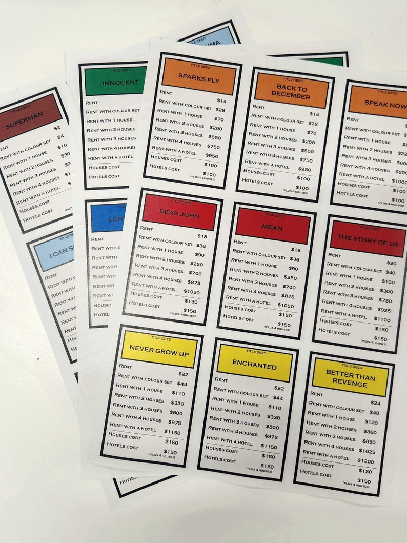 Printable Swifopoly Board Game Speak : Now Edition Ready to Play Full ...