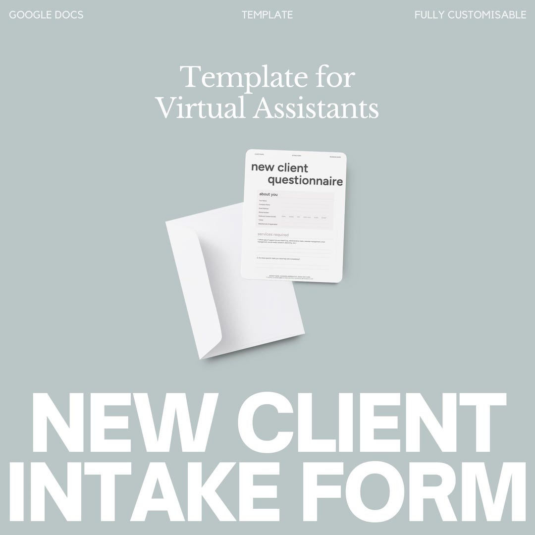 Virtual Assistant Client Intake Form | New Client Questionnaire ...