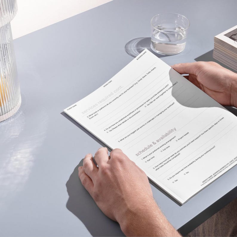 Virtual Assistant Client Intake Form | New Client Questionnaire ...