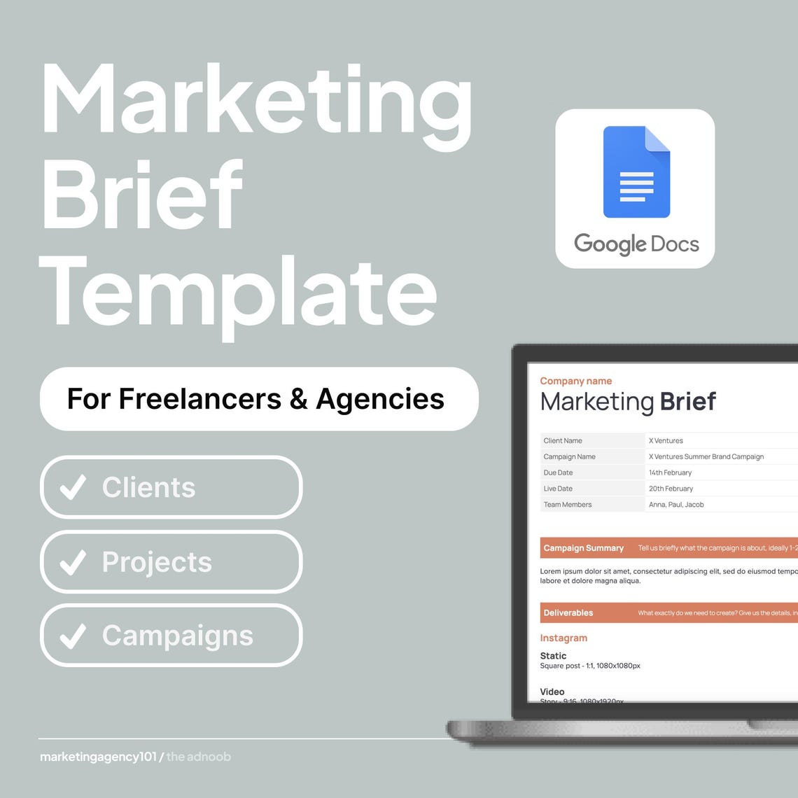 Marketing Campaign Brief Template | Google Docs | Project Planner ...