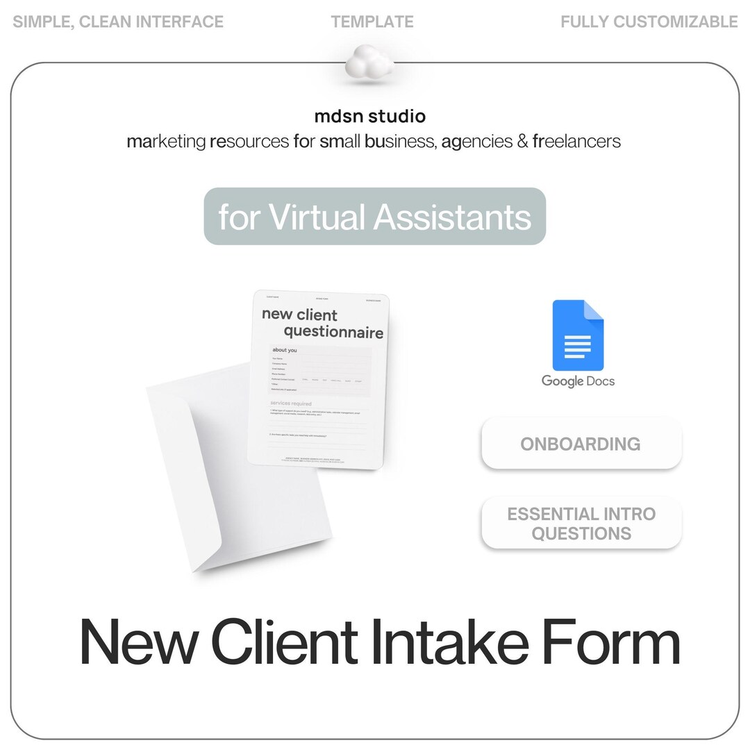 Virtual Assistant Client Intake Form | VA Services | New Onboarding ...