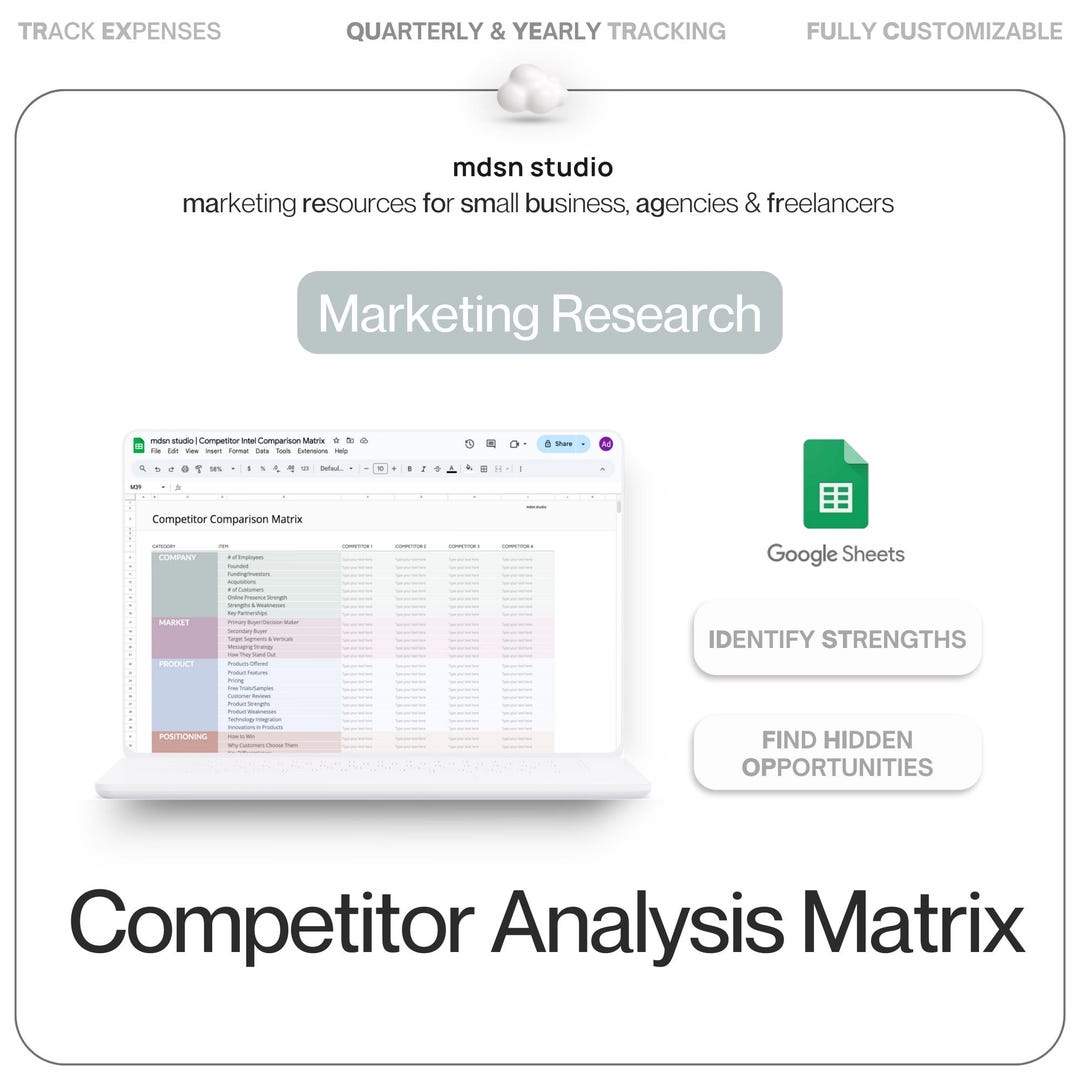 Competitor Analysis Matrix | Google Sheets Template | Market Research ...
