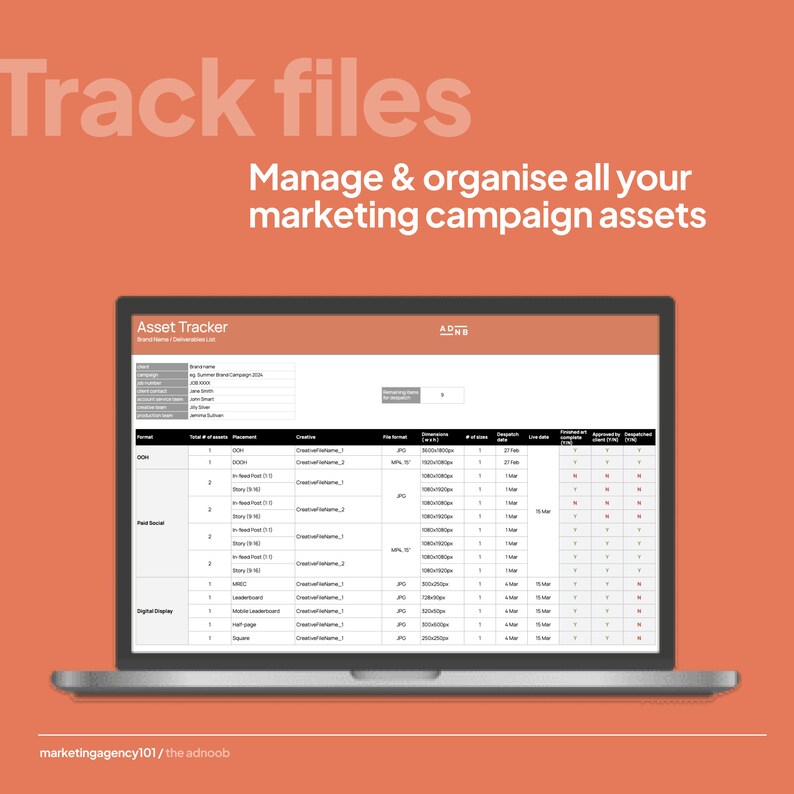 Marketing Campaign Assets Tracker | Google Sheets | Deliverables List | Marketing Resources ...